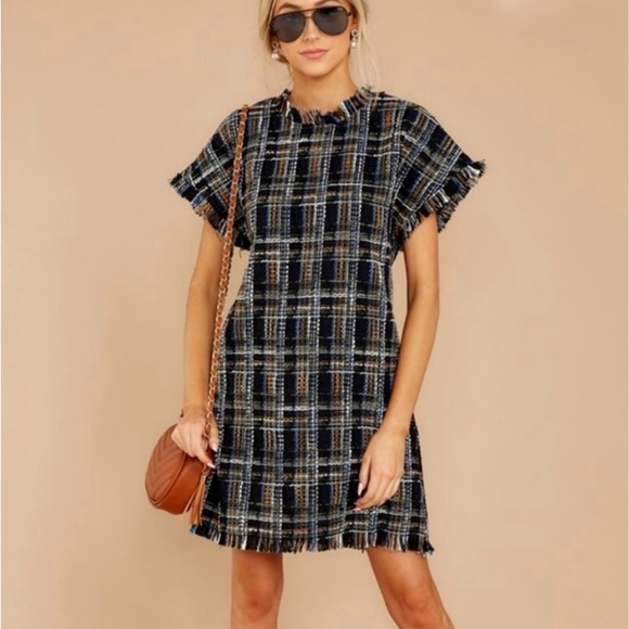 Ellison | Dresses | Ellison Tweed Dress Navy Blue M | Poshmark